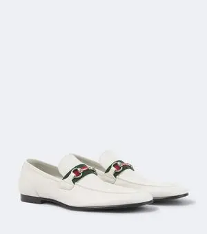 Gucci Como Horsebit Leather Loafers - White