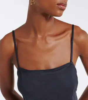 LESET Daniel Open-back Crop Top - Blue