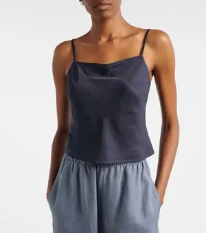LESET Daniel Open-back Crop Top - Blue