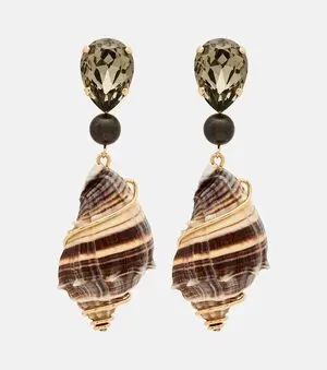 JENNIFER BEHR Crystal-embellished Seashell Drop Earrings - Multicoloured
