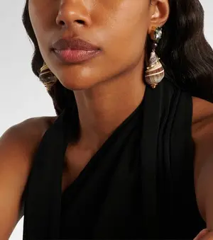 JENNIFER BEHR Crystal-embellished Seashell Drop Earrings