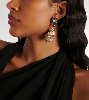 JENNIFER BEHR Crystal-embellished Seashell Drop Earrings