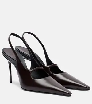 Alaïa Drop Leather Slingback Pumps - Brown