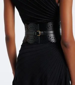 Alaïa Vienne Wave Leather Belt - Black
