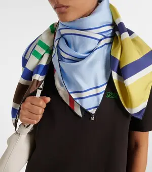 Loewe Striped Silk Twill Scarf - Multicoloured