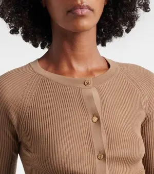 Max Mara Cropped Virgin Wool Cardigan - Brown