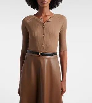 Max Mara Cropped Virgin Wool Cardigan - Brown
