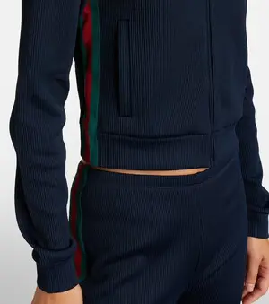 Gucci Zip-up Jersey Sweatshirt With Web Stripe Detail
