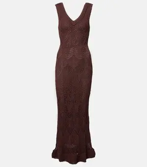 Staud Roan Open-knit Midi Dress - Brown