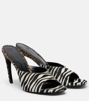 Attico Betta Zebra-print Calf Hair Mules - Multicoloured