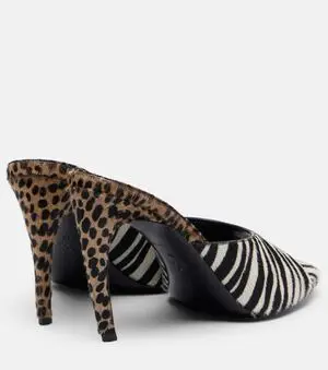 Attico Betta Zebra-print Calf Hair Mules - Multicoloured