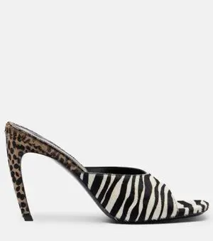 Attico Betta Zebra-print Calf Hair Mules - Multicoloured