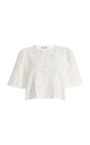 Sea Gardener Embroidered Top - White