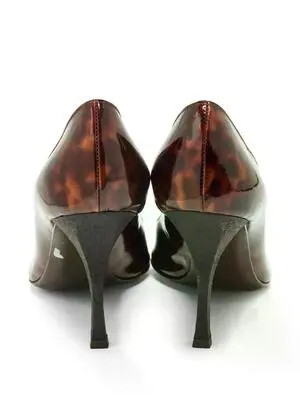 SERGIO ROSSI Tortoiseshell Effect Patent Leather Pointed Toe Stiletto Pumps