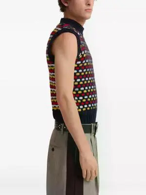Marni Jacquard Shetland Wool Vest - Blue