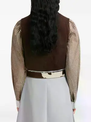 Marni Cotton Contrast Ribbed Crew Neck Vest - Brown