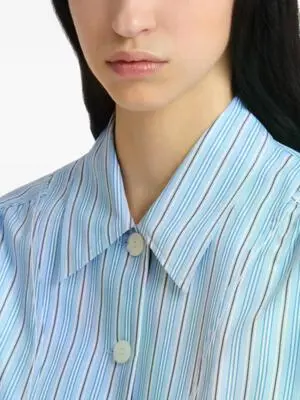 Marni Light Striped Cotton Poplin Shirt With Bib Insert