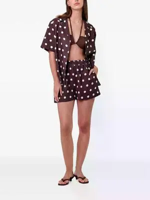 NICHOLAS Sonora Polka Dot Shirt - Brown