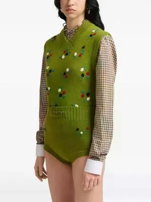 Marni Wool-cashmere Vest With Flower Embroidery