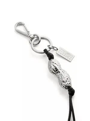 MAISON MARGIELA Leather Lanyard Keyring - Silver