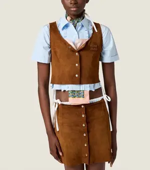 Miu Miu Waxed Suede Cropped Top