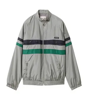 Miu Miu Technical Silk Stripe Jacket - Grey