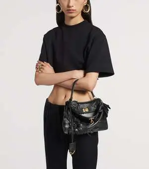 Balenciaga Mini Leather Floral Rodeo Top-handle Bag