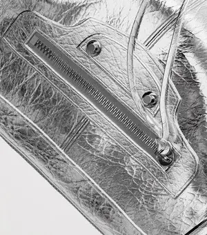 Balenciaga Mini Le City Moto Shoulder Bag - Silver