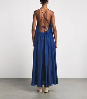 Zimmermann Silk Halterneck Aster Maxi Dress - Navy
