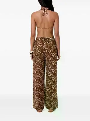 NICHOLAS Lise Abstract Animal Print Pull-on Trousers - Brown