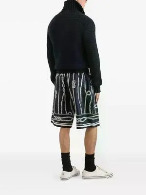 Dolce & Gabbana Marina Print Silk Twill Vanity Bermuda Shorts - Blue