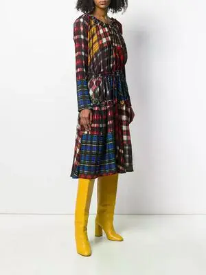 Dsquared2 Plaid Print Long Sleeve Dress