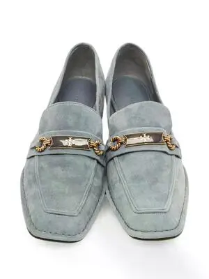 Tory Burch Perrine Suede Loafers With Gold-tone Logo Plaque