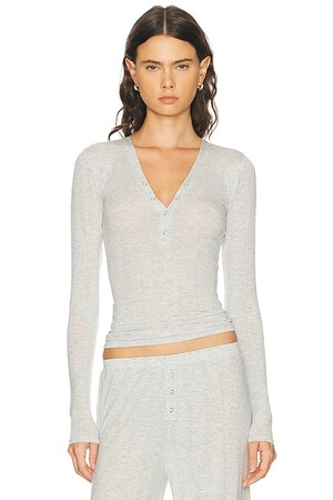 NEGATIVE UNDERWEAR Whipped Henley Top - Cloud