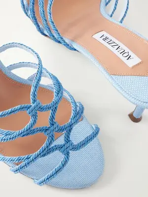 AQUAZZURA Rope 75 Raffia-trimmed Cord Mules