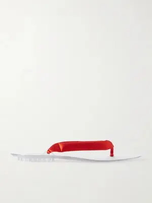 Alaïa Jelly Satin-trimmed Flip Flop Sandals - Red