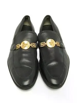 Versace Medusa Buckle Leather Loafers