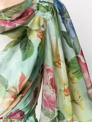 Dolce & Gabbana Floral Print Draped Neck Dress