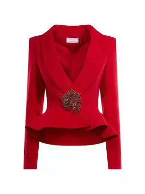 ARAFTU Embellished Peplum Blazer - Red