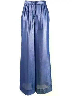 Alberta Ferretti Metallic-finish Wide-leg Trousers - Blue