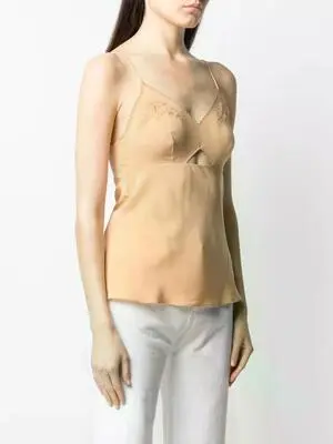 Alberta Ferretti Floral-embroidered Silk Cami - Neutrals