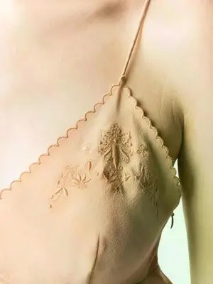 Alberta Ferretti Floral-embroidered Silk Cami - Neutrals