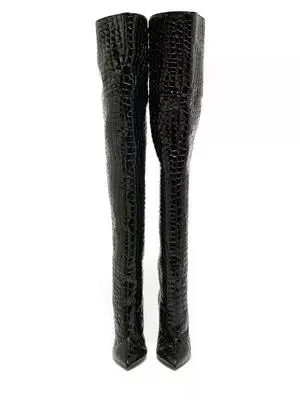 Paris Texas Croc-embossed Over-the-knee Stiletto Boots