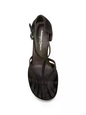 ADRIANNA FERETTI Suede T-bar Sandals - Brown