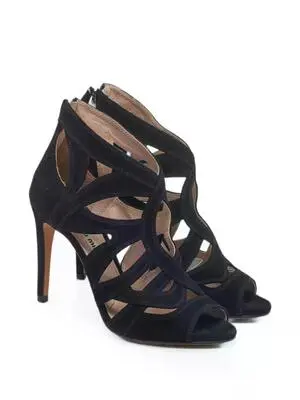 Miu Miu Suede Caged Stiletto Heel Ankle Boots