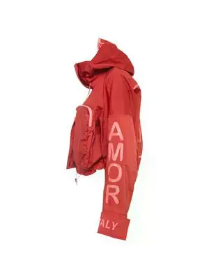 Fendi Amor Hooded Cropped Jacket - Red
