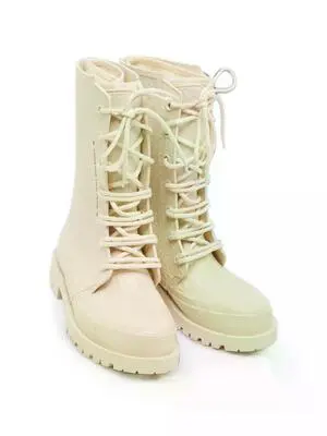 Dior Beige Oblique Motif Combat Boots