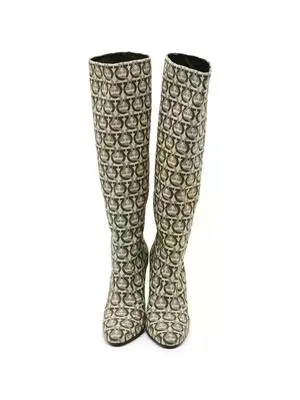 FERRAGAMO Gancini Canvas Knee-high Boots