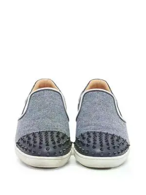 CHRISTIAN LOUBOUTIN Navy Studded Low-top Slip-on Sneakers