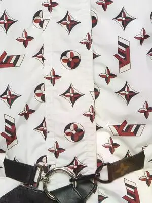 LOUIS VUITTON Monogram Print High Neck Belted Jacket